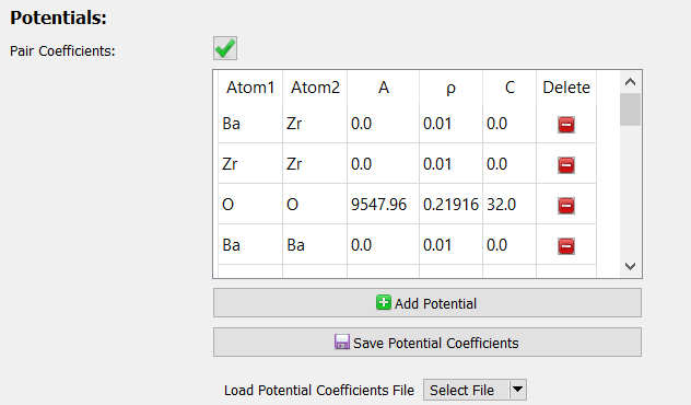 Saving Potential Coefficients - Crystal Viewer Documentation